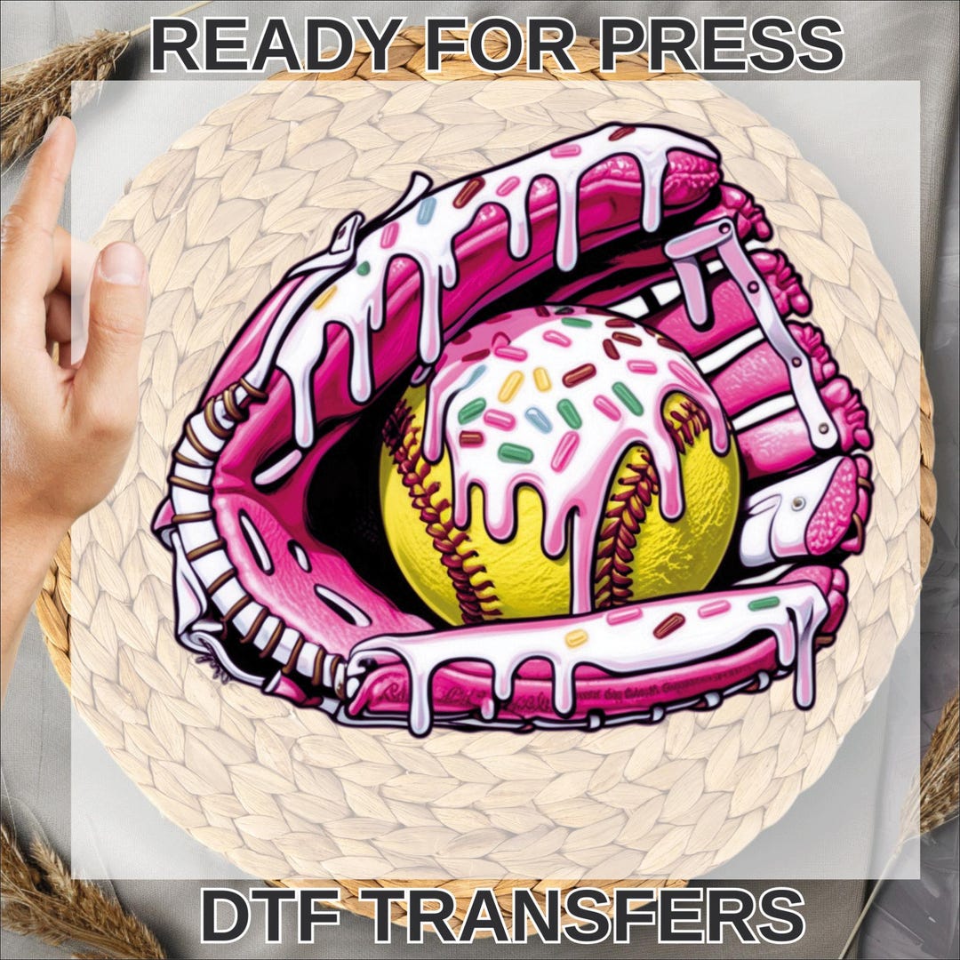 Softball Ice Cream Drip Pink Glove Ready to Press , Softball Ice Cream ...