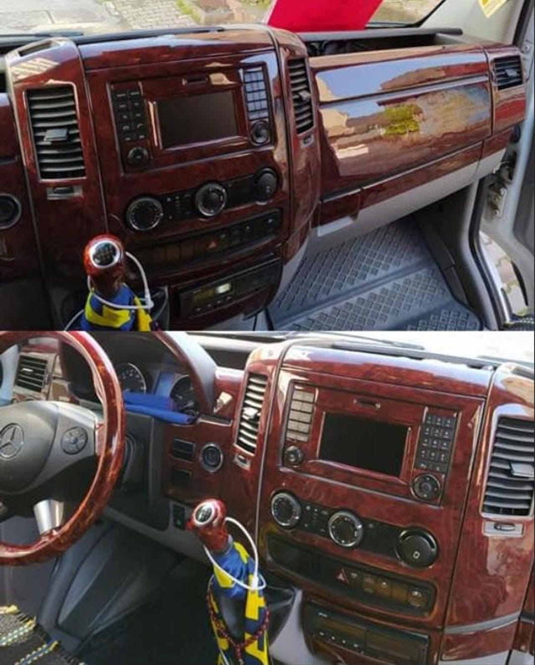 For Mercedes Sprinter Crafter Console Covering 2006 2018 Wood Grain