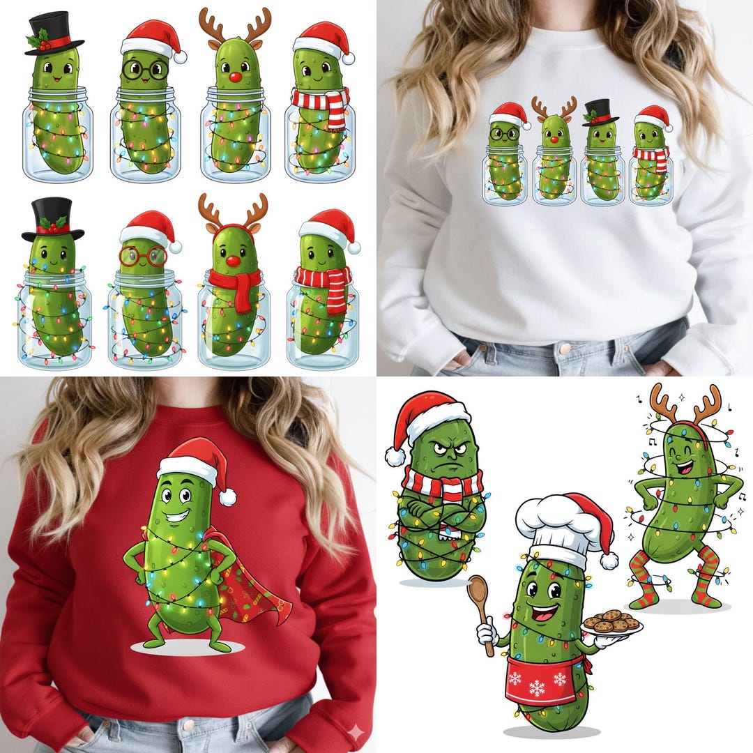 15 Funny Christmas Pickle Png Bundle, Christmas Pickles Cucumber ...