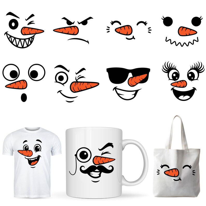 Snowman Faces SVG PNG Bundle, Christmas Clip Art (digital Download) - Etsy