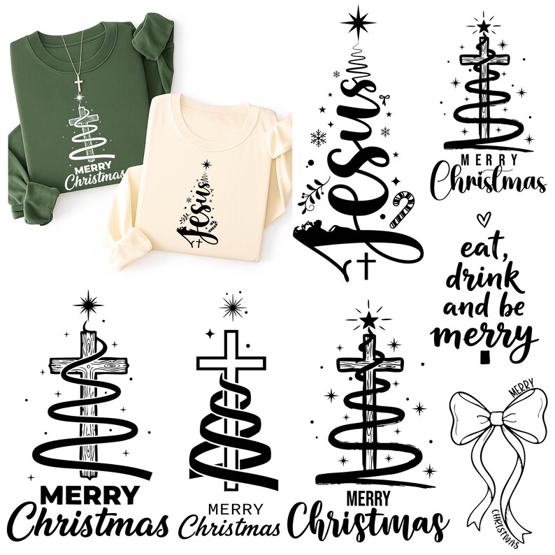 Christian Jesus Christmas Tree SVG, Cross Faith Design (digital ...