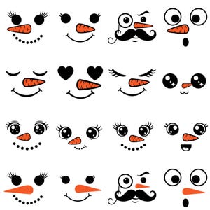 Snowman Faces SVG PNG Bundle, Christmas Clip Art (digital Download) - Etsy