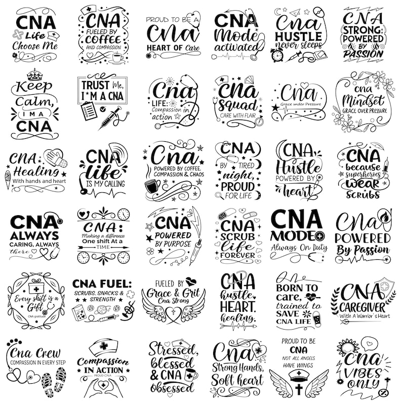 CNA Designs SVG Bundle, Nurse Life, Medical Clip Art (digital Download ...