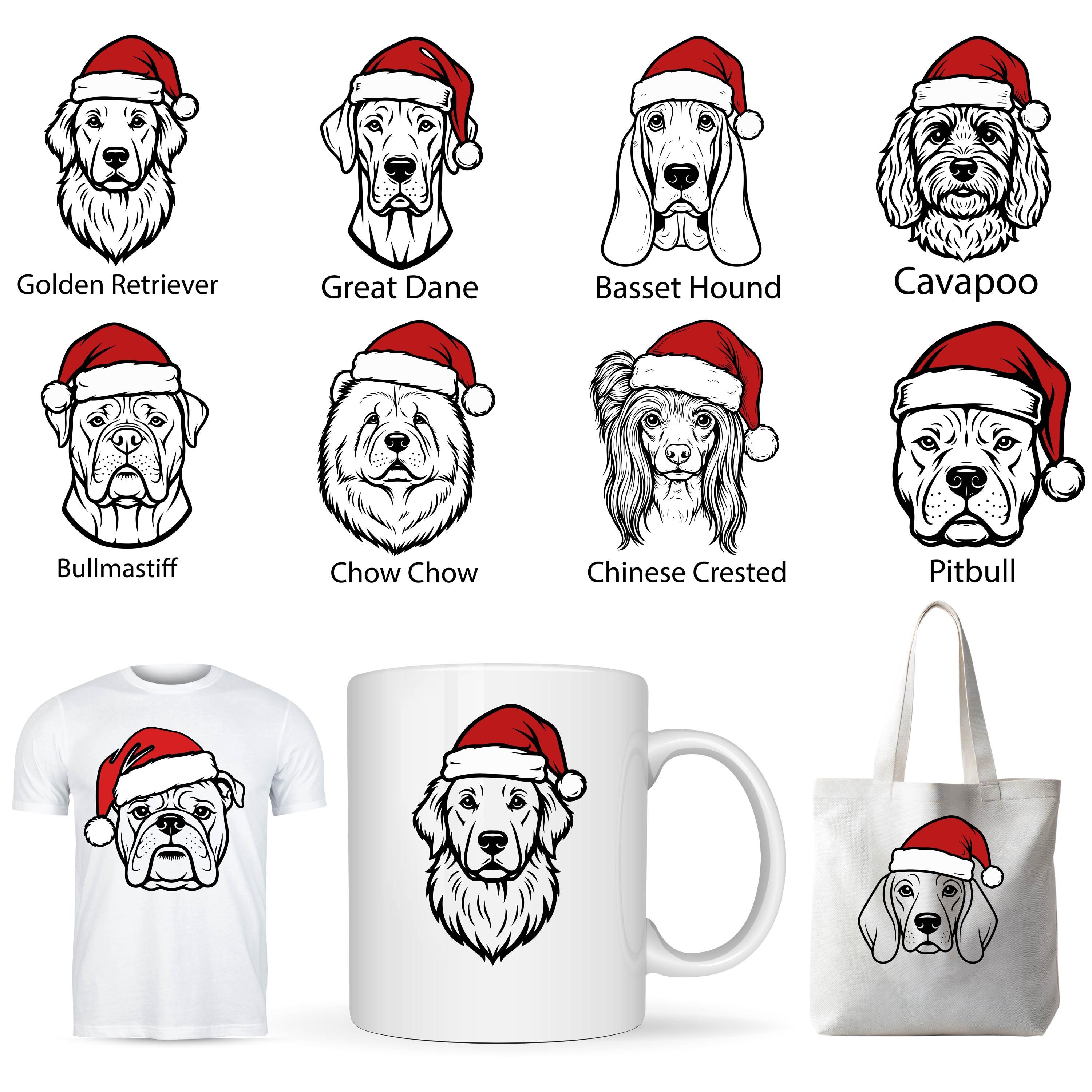Christmas Dog Breed SVG PNG Bundle, Santa Hats (digital Download) - Etsy