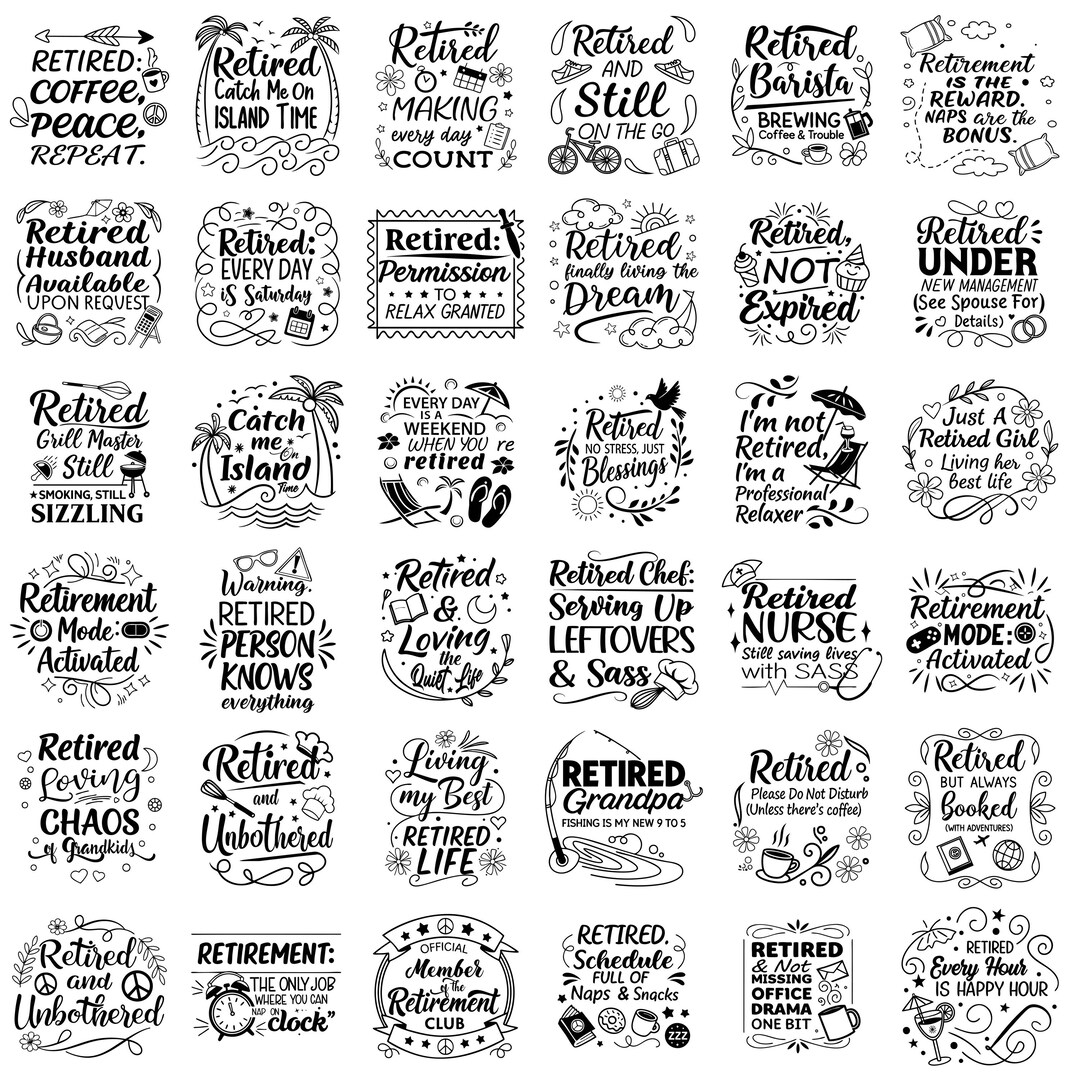 Retirement SVG Bundle: Funny Retirement Quotes, DIY Gifts (digital ...