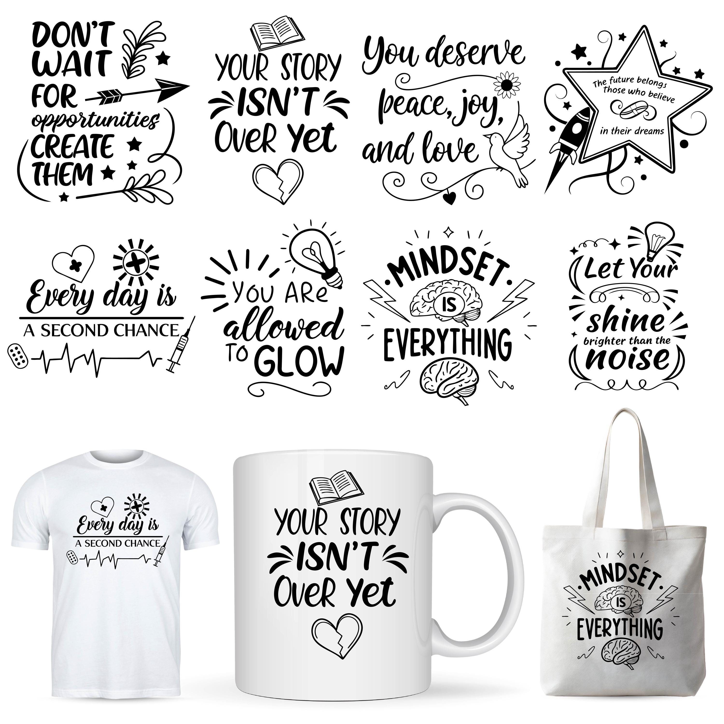 Inspirational Quotes SVG Bundle: Motivational, Positive, Self Love (SVG ...