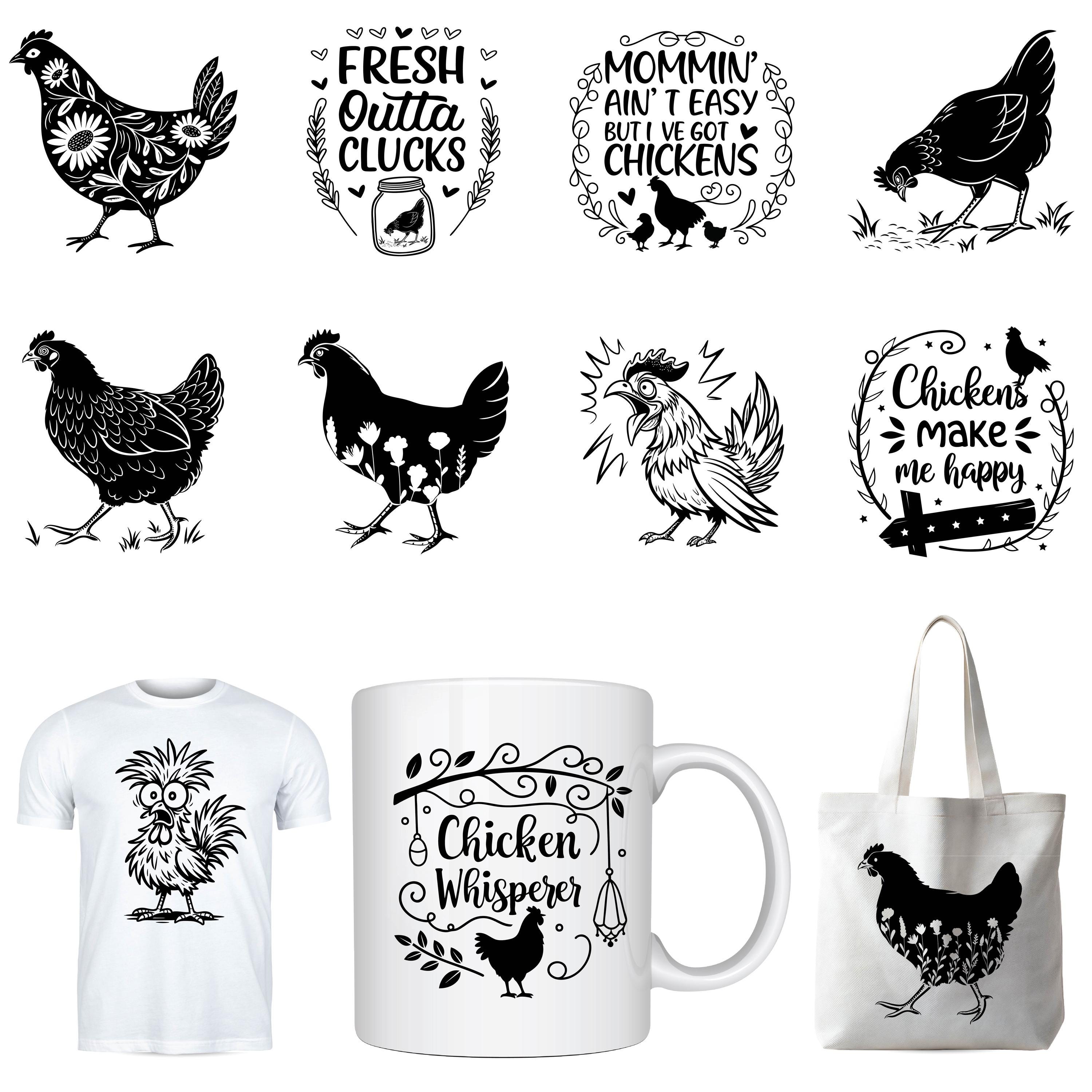 Quirky Chicken SVG Bundle: Farmhouse Style Designs (digital Download ...