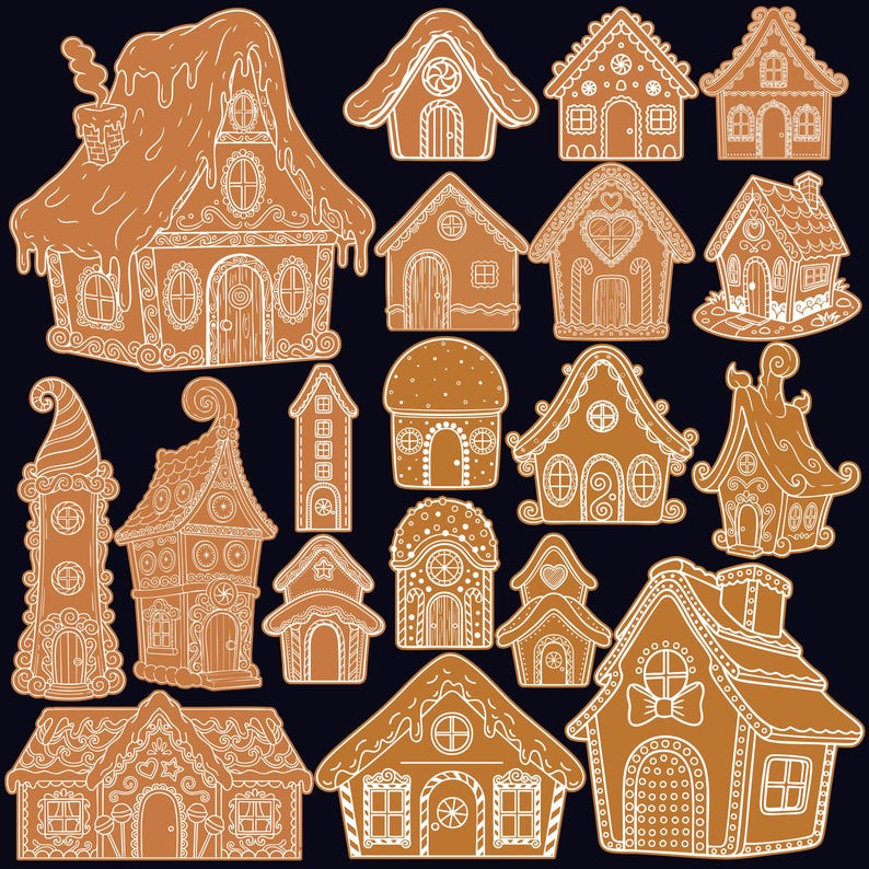 Gingerbread House SVG Bundle | Holiday Cottage Vector (digital Download ...