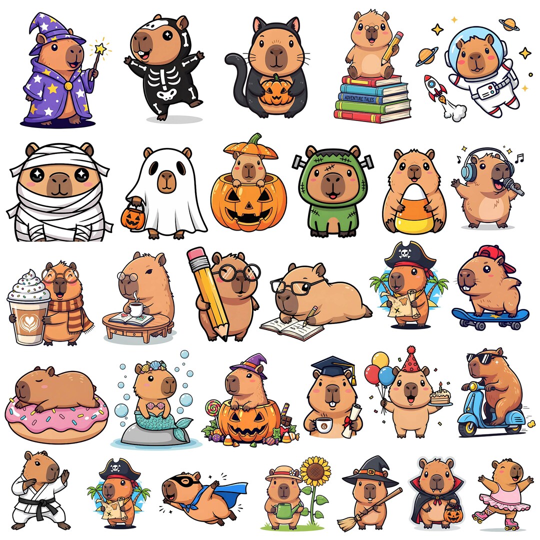 Capybara Cute Png Bundle, Capybara Png, Cute Animal Png, Cute Capybara ...