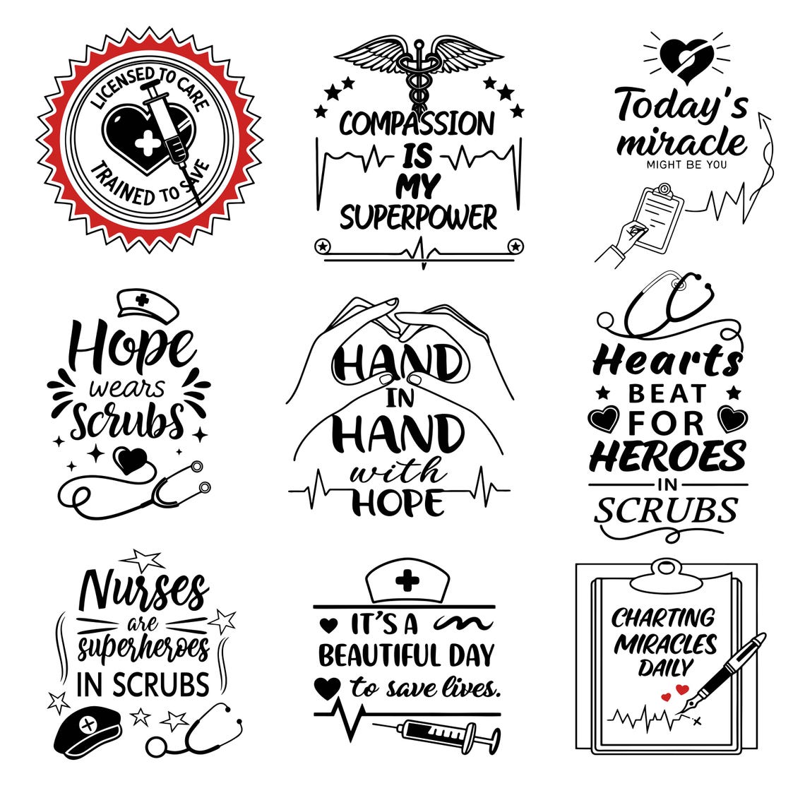 Nurse SVG Bundle, Stethoscope, Heart Clipart (digital Download) - Etsy