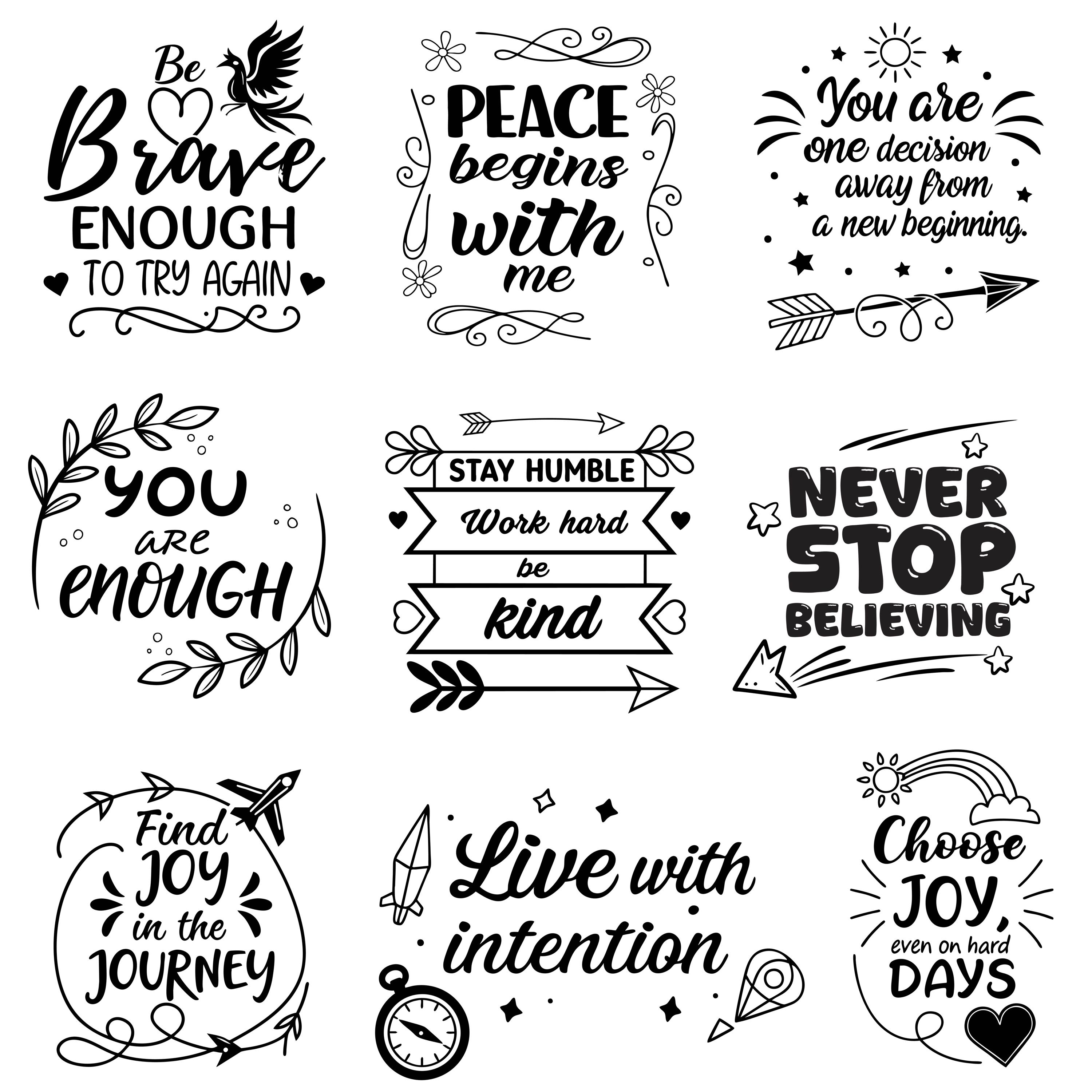 Inspirational Quotes SVG Bundle: Motivational, Positive, Self Love (SVG ...