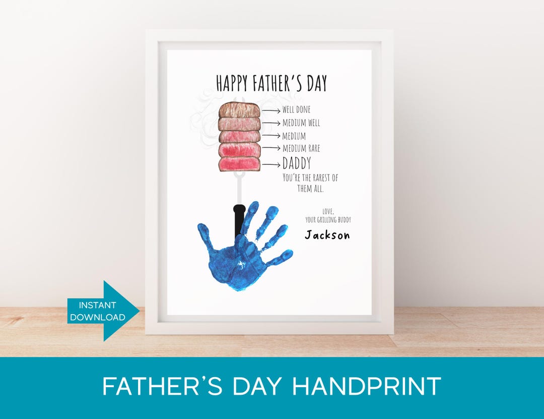 Printable Father's Day Handprint, Dad You're the Rarest of Them All ...
