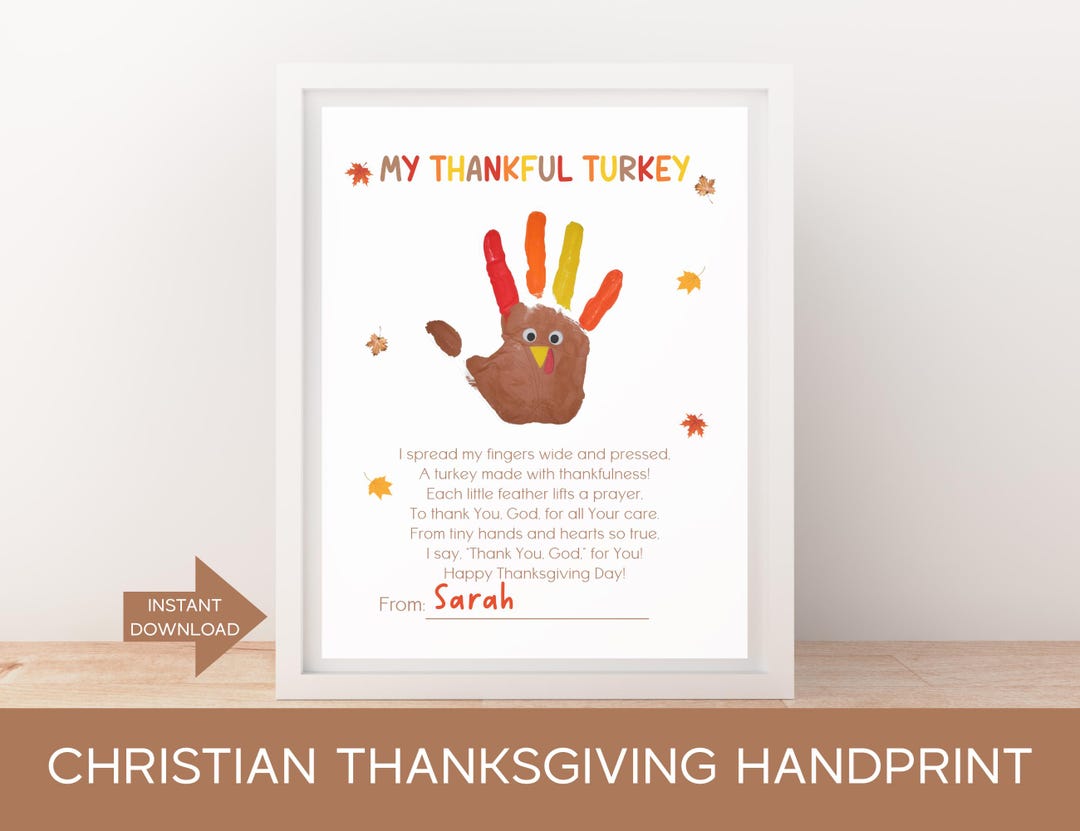 Christian Turkey Poem Handprint Art, Thanksgiving Keepsake Craft ...