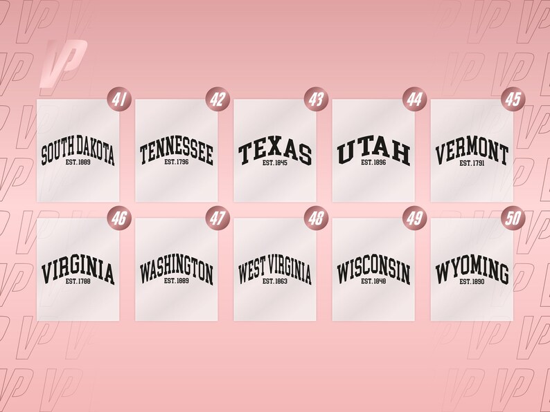 States of America DTF Print Transfer: 50 US State Options - Etsy