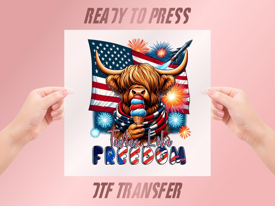 Freedom Cow Ready to Press DTF, 4th of July Dtf, Tastes Like Freedom ...