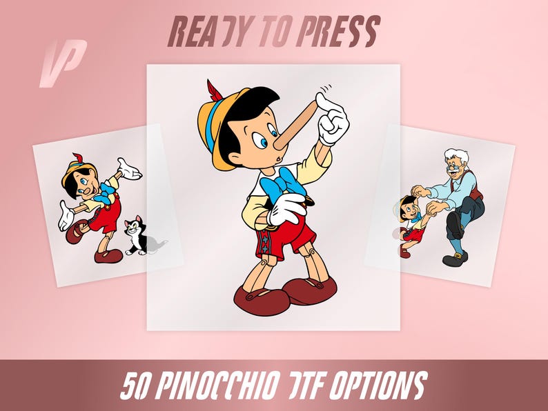 Pinocchio DTF Transfer, Disney Cartoon Prints, Ready to Press - Etsy