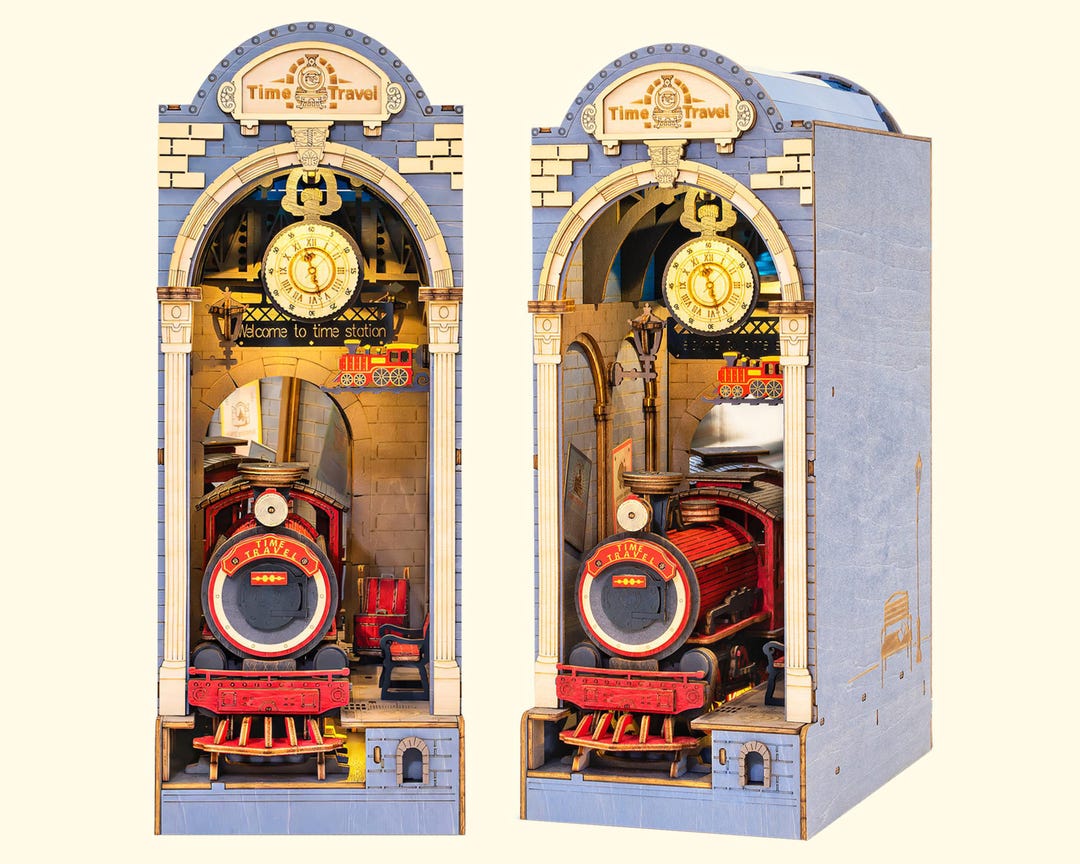 Time Travel Train DIY Book Nook Kit, 3D Wooden Miniature Dollhouse With ...