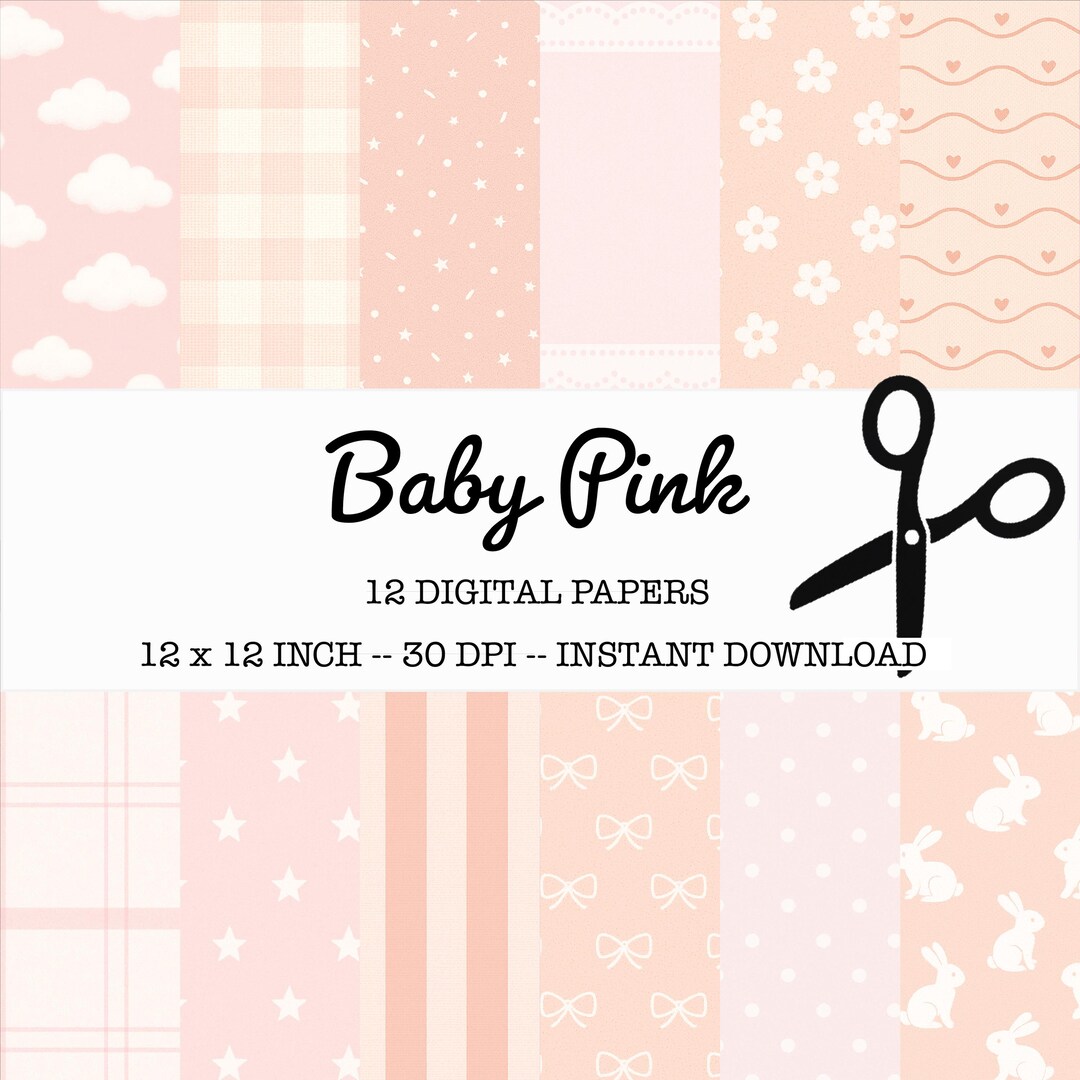 Baby Pink Digital Scrapbook Paper Kit – Printable Journaling Paper ...