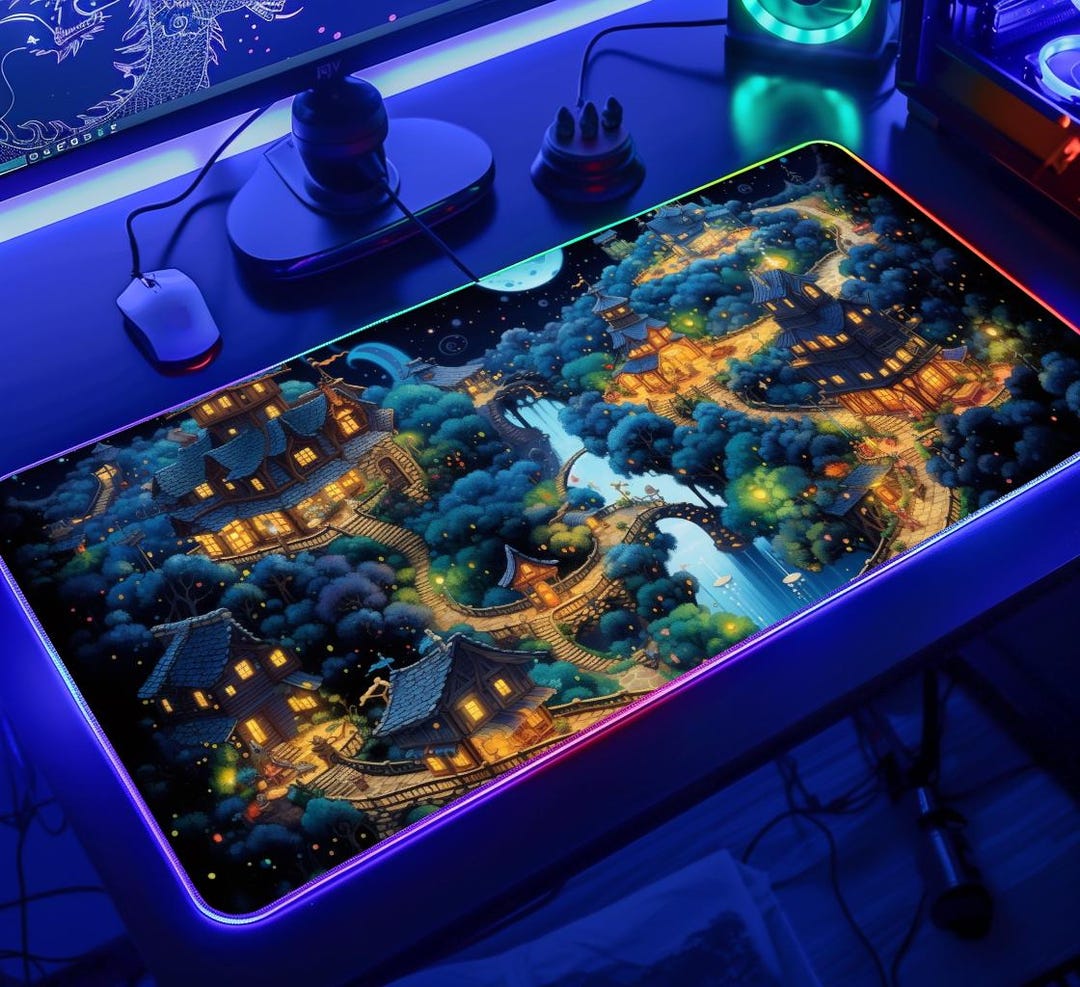 Fantasy Map Desk Mat, Rpg Mousepad Green, Gaming Playmat Battle World ...