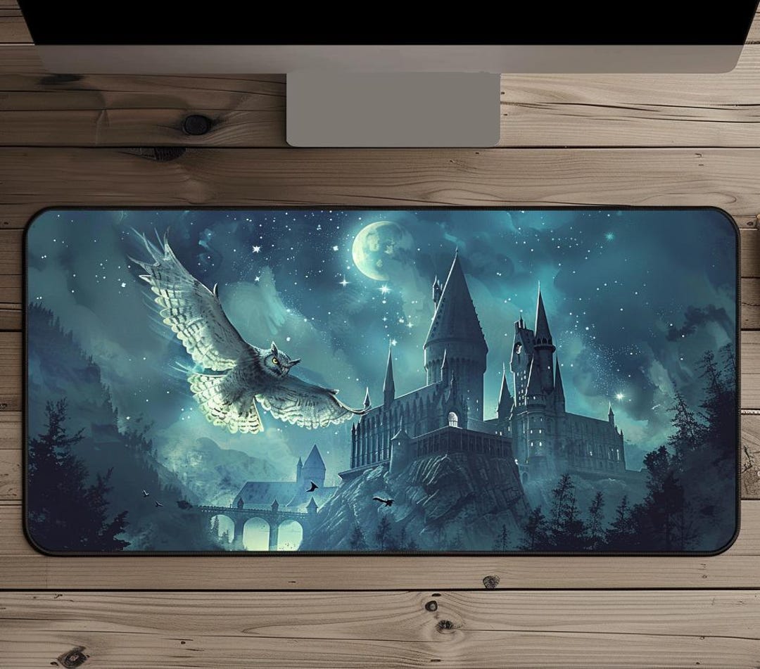 Magical Castle Desk Mat, Pastel Owl Desk Mat, Castle Owl Desk Mat ...