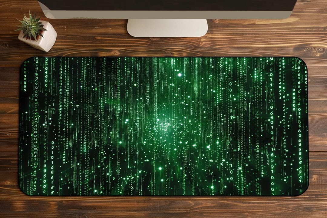 Green Code Desk Mat, Green Matrix Code Desk Pad, Large Gaming Desk Mat ...