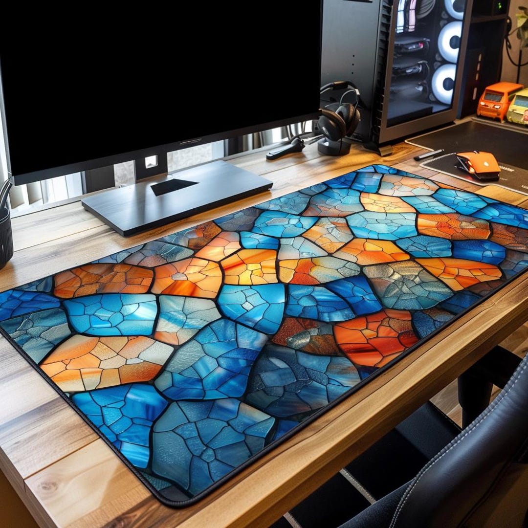 Simple Stained Glass Desk Mat, Minimalistic Cute Stained Glass Desk Mat ...