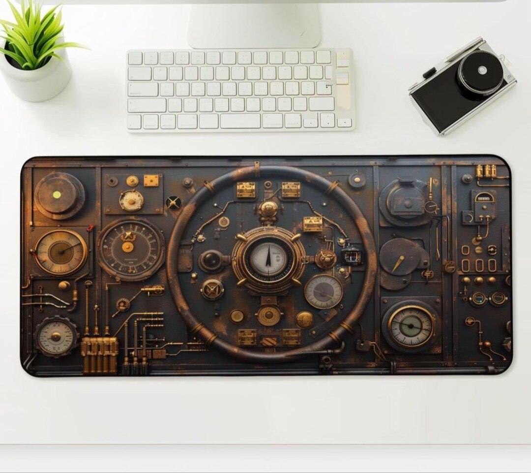 Steampunk Desk Mat, Cyberpunk Gears Desk Mat, Retro Steampunk Desk Mat ...