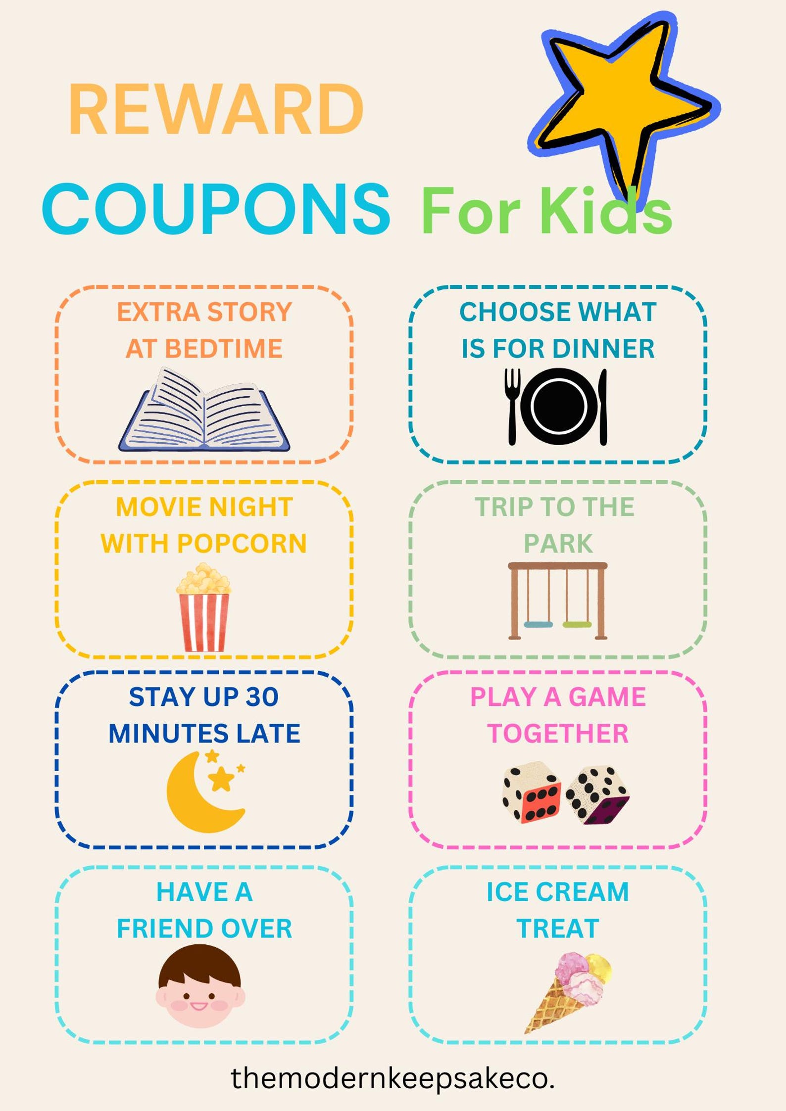 Kids Reward Coupons Printable | Behavior Incentive Chart Alternative ...