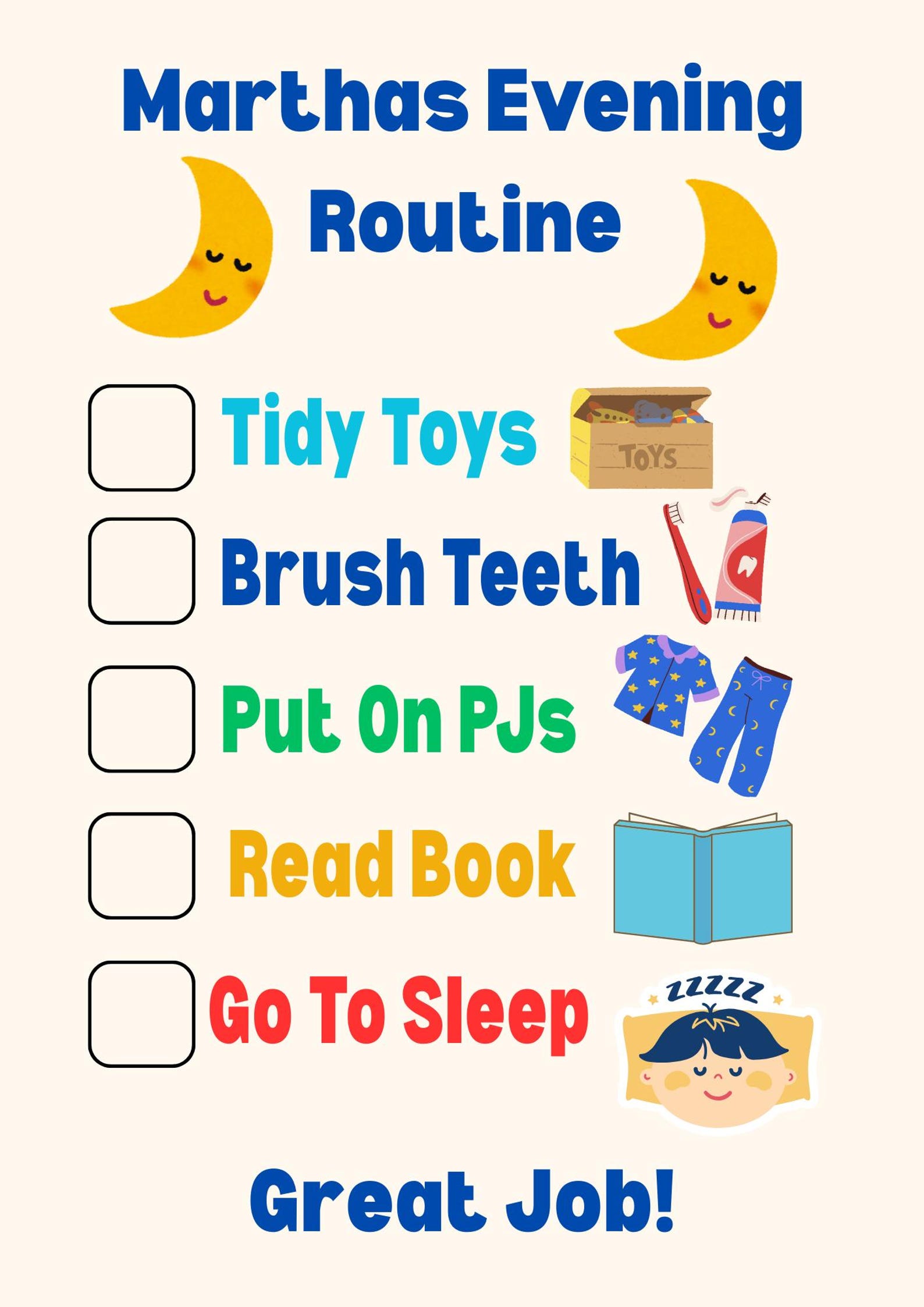 Morning & Evening Routine Chart for Kids | Printable Visual Schedule ...