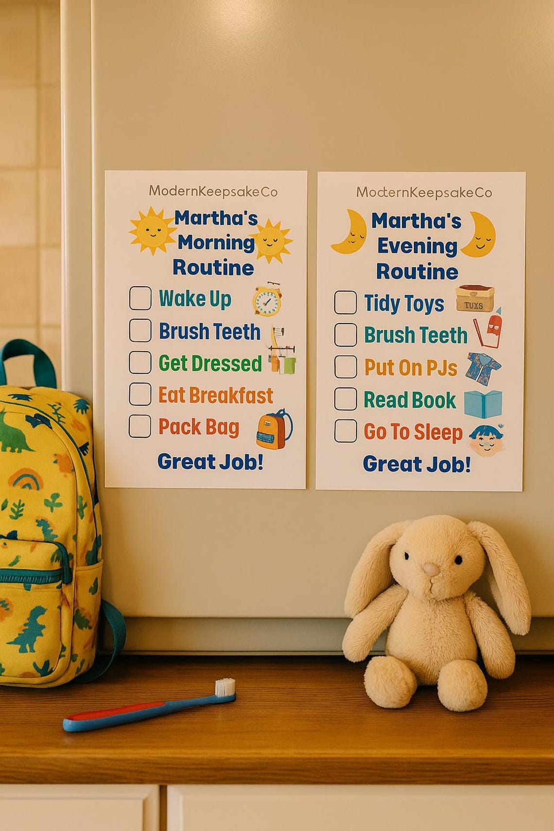 Morning & Evening Routine Chart for Kids | Printable Visual Schedule ...