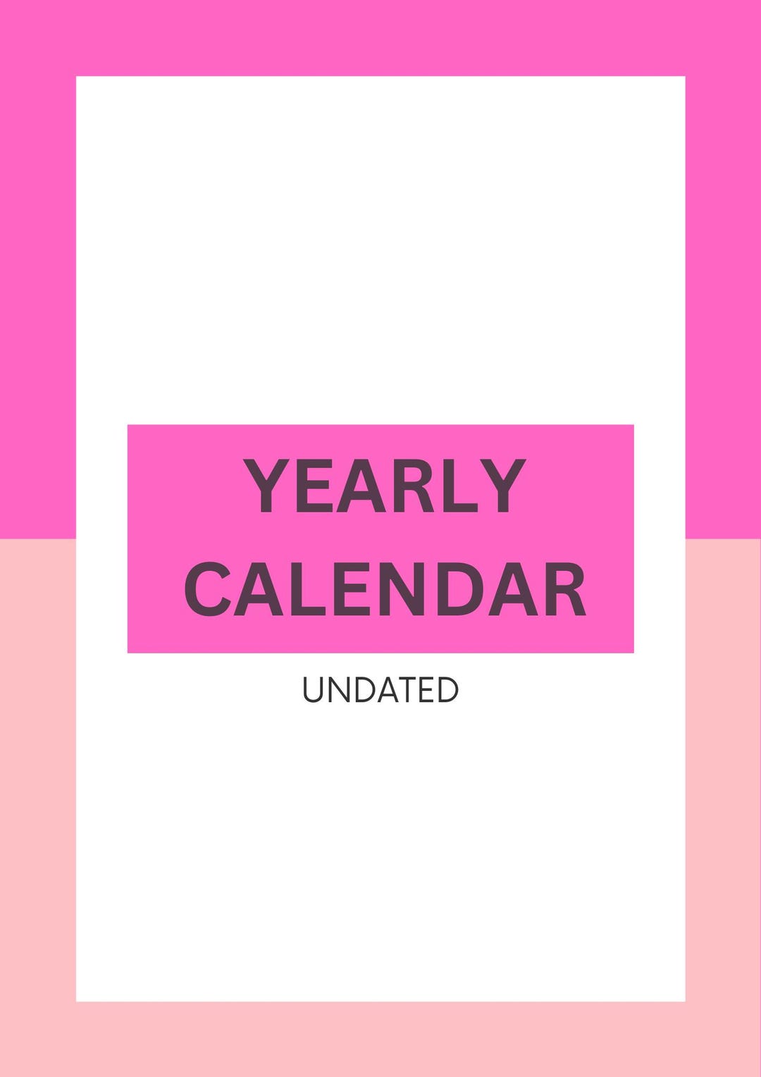 Undated Yearly Calendar Printable | Minimalist Year at a Glance ...