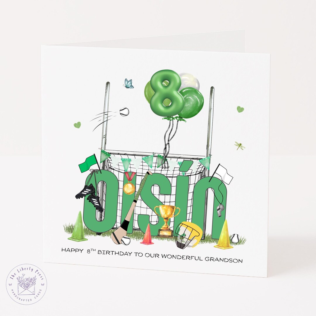 Personalised Hurling Birthday Card for Child Custom Name Hurley Sliotar ...