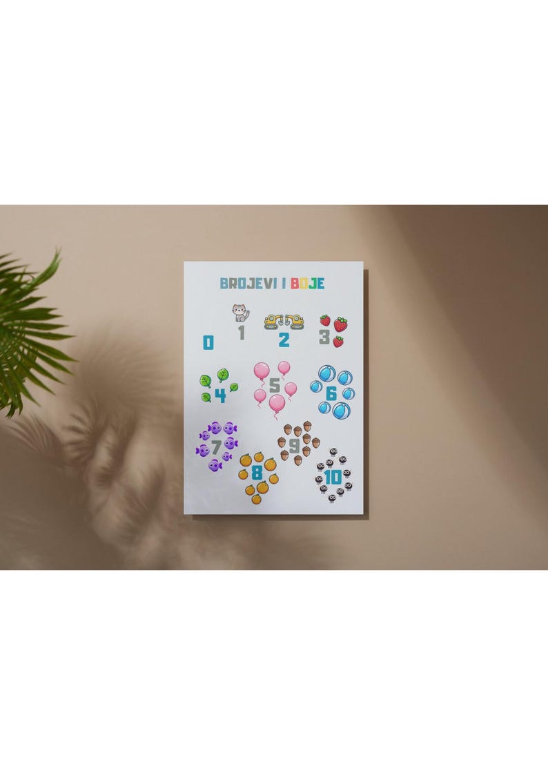 Numbers 0 to 10, With Colors in Croatian | Cartoon Style Print ...