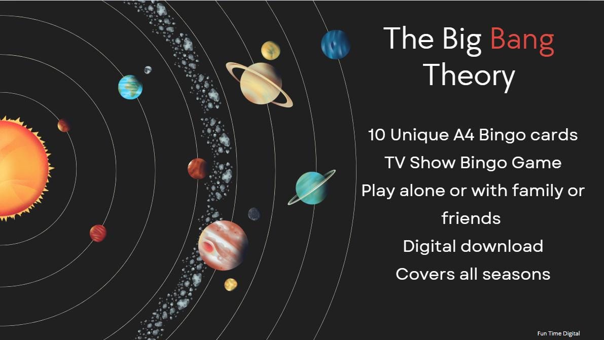 The Big Bang Theory Bingo Game – Digital Download Printable (10 A4 ...