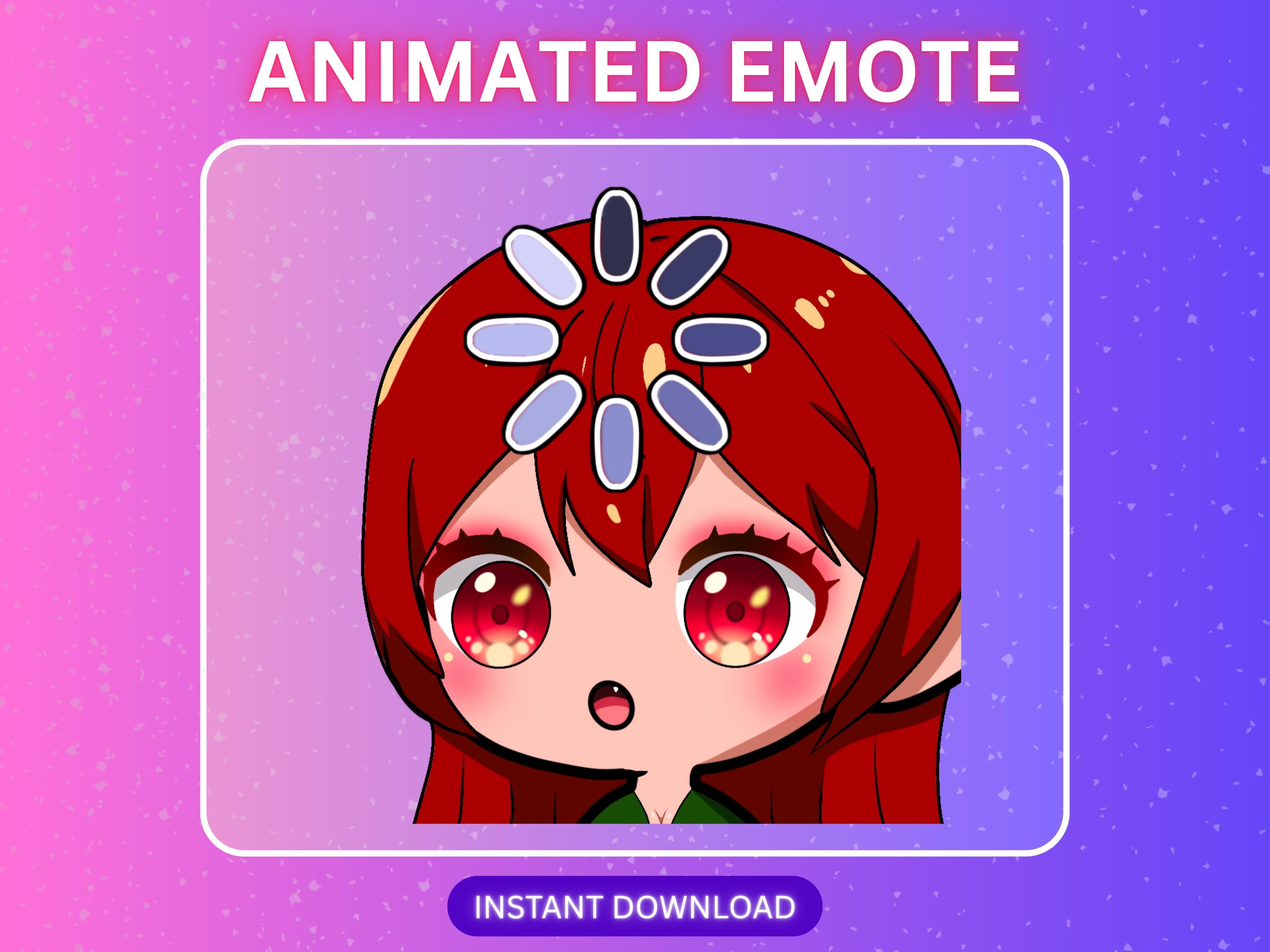 Animated Vampire Girl Emote – Red Hair, Chibi Anime (digital Download ...