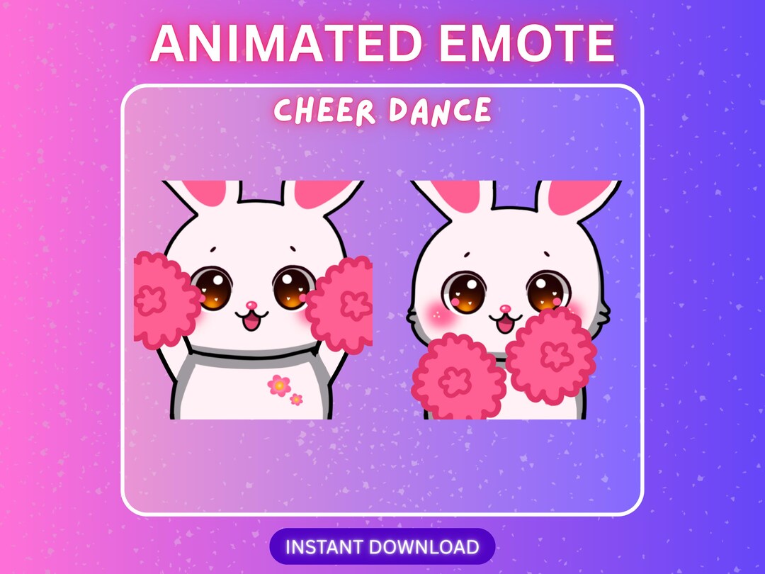 ANIMATED White Bunny Cheer Dance Happy Celebrate Emote Twitch - Cute ...