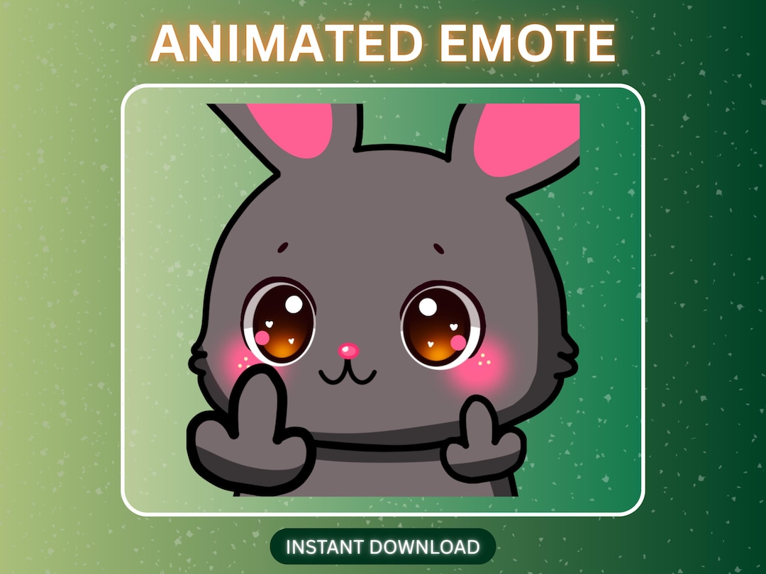ANIMATED Gray Bunny Middle Finger Emote Twitch - Cute Anime Chibi ...
