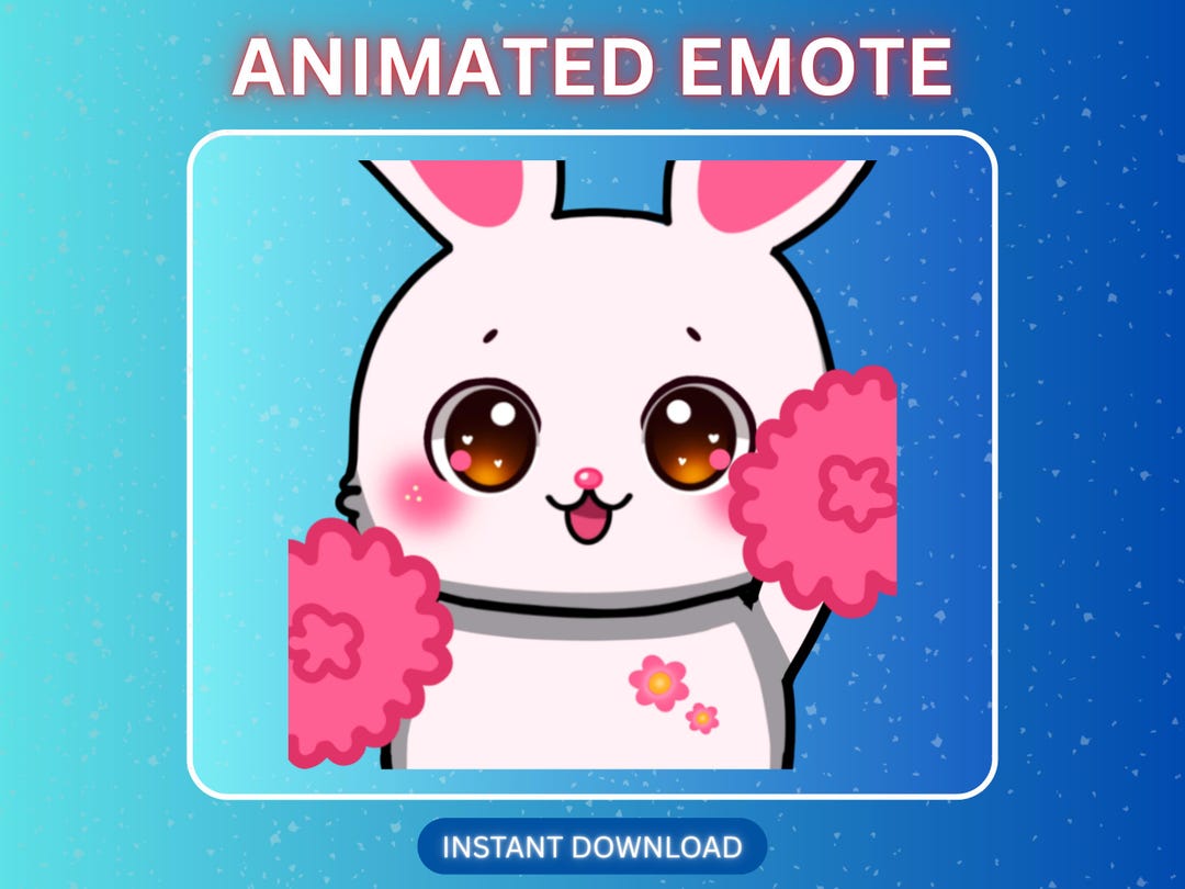 Animated White Bunny Cheer Emote - Twitch, Discord, Youtube (digital ...