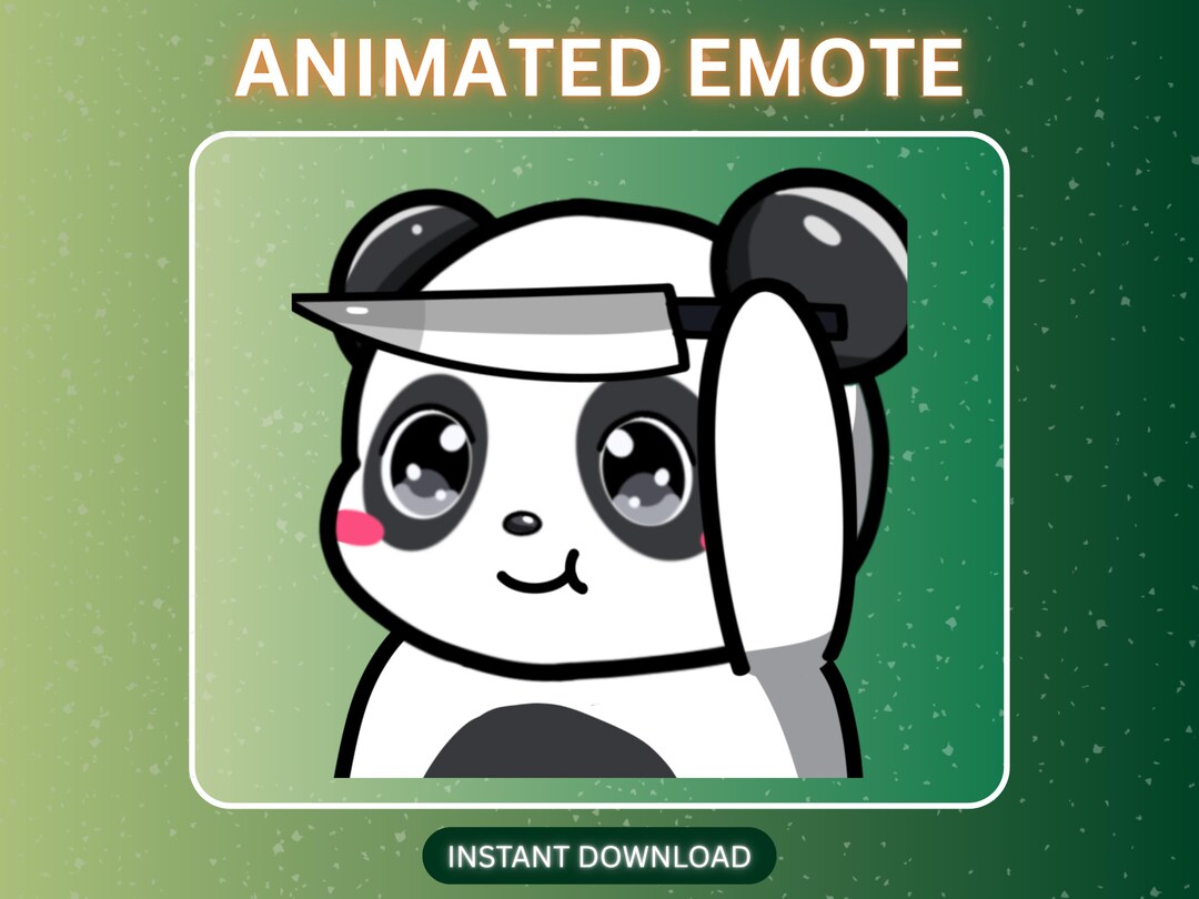 ANIMATED Emote for Twitch & Discord - Panda Stab Knife Cute Chibi Anime ...
