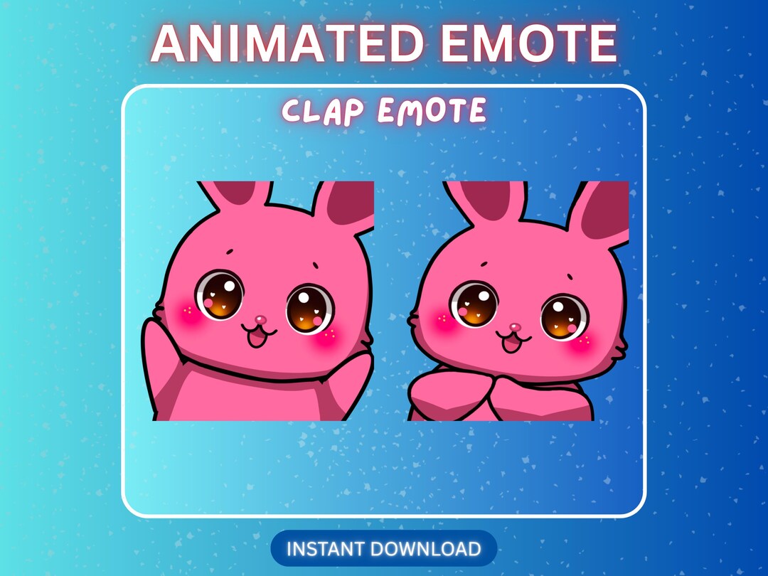 Animated Pink Bunny Clap Emote – Chibi Twitch, Discord, Kick (digital ...