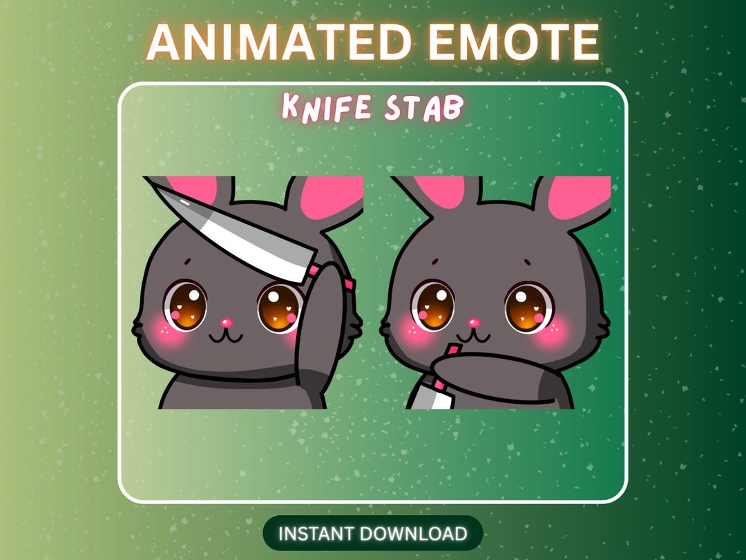 ANIMATED Gray Bunny Stab Emote Twitch - Cute Anime Chibi Discord ...