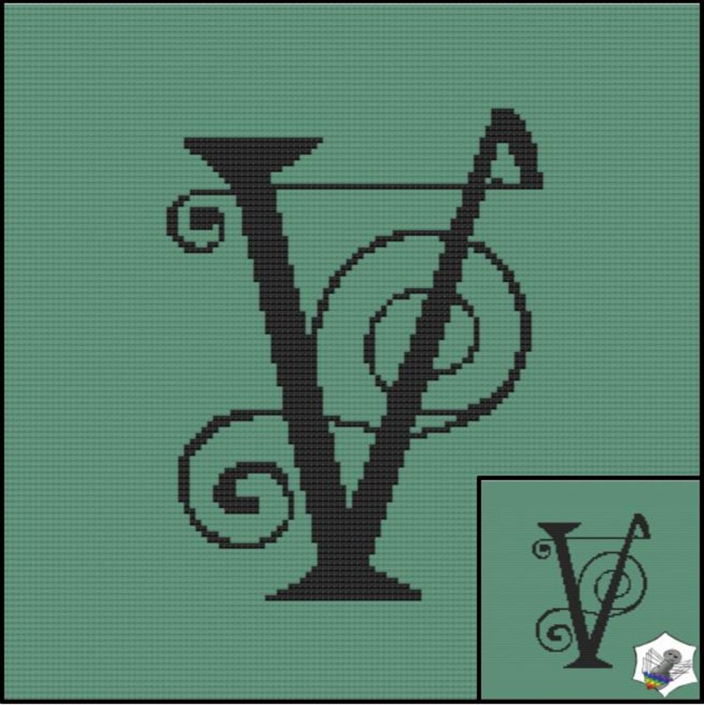 Pixel Art PDF Pattern - Letter "v" Penelope Typography - Dieter ...
