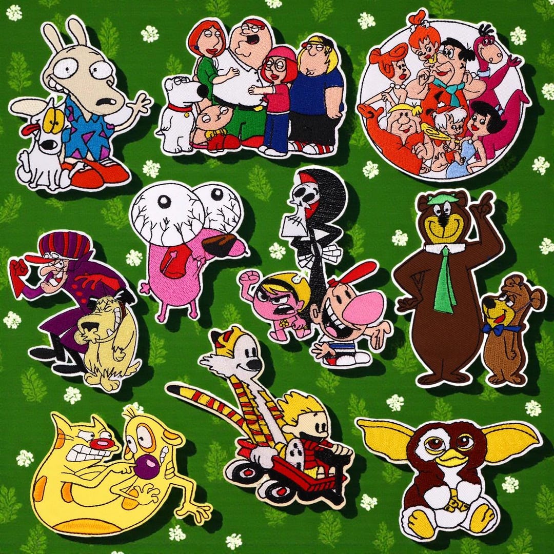 Cartoon Embroidered Patch Set of 10 | Retro Iron on Sew on Patches for ...