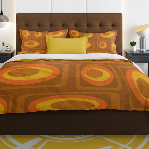 Retro Duvet Cover Retro Bedding Set Vintage Bedding Modern - Etsy