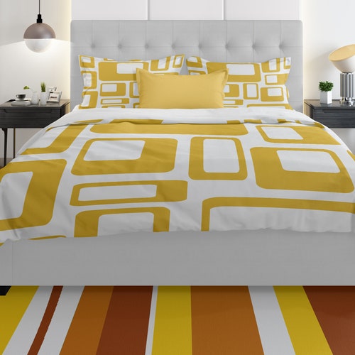 Retro Duvet Cover Retro Bedding Set Vintage Bedding Modern - Etsy