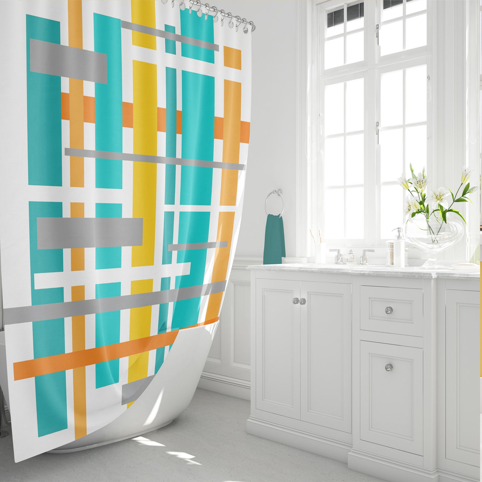 Mid Century Modern Shower Curtain Print Shower Curtain Mid Etsy