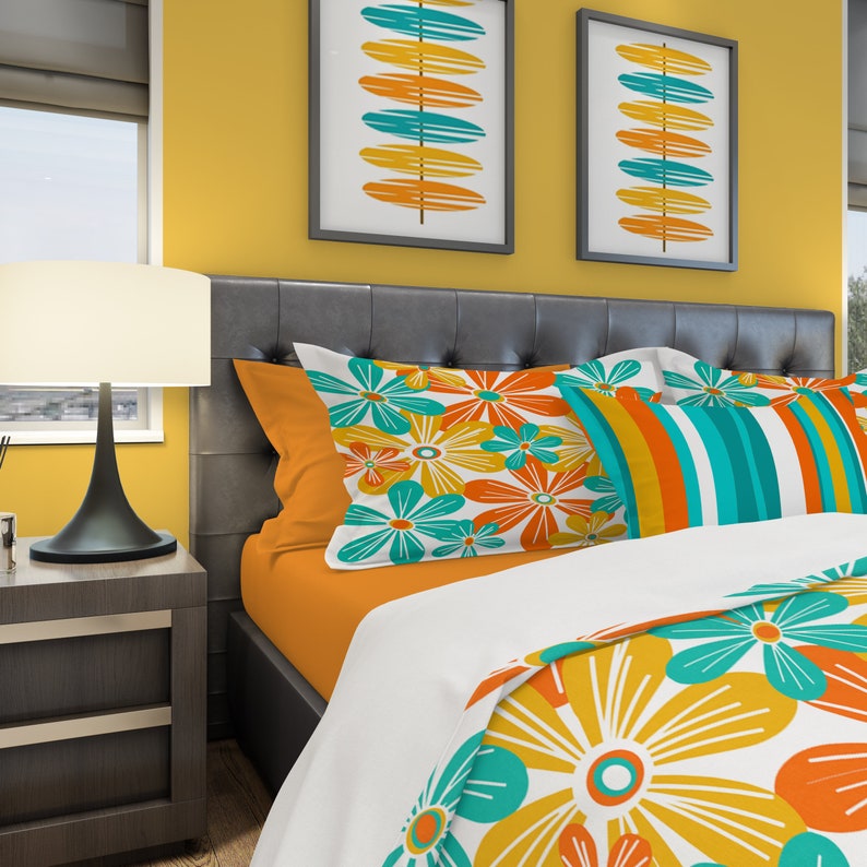 Mid Century Modern Bedding Set Retro Duvet Cover Modern Duvet - Etsy