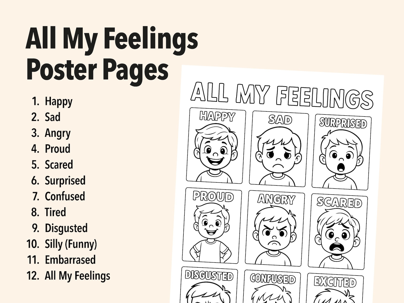 Big Feelings Coloring Pages for Kids | Printable Emotions PDF | Calm ...
