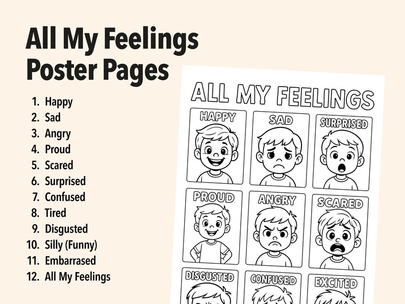 Big Feelings Coloring Pages for Kids | Printable Emotions PDF | Calm ...
