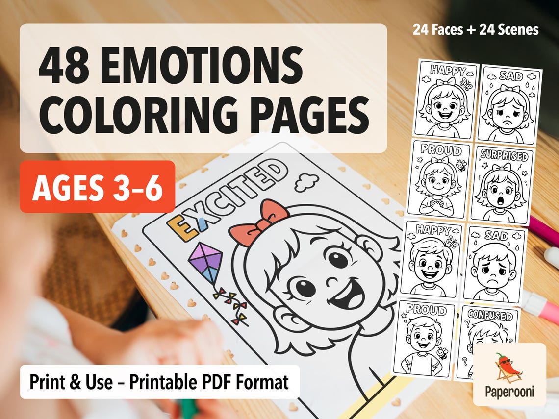 Big Feelings Coloring Pages for Kids | Printable Emotions PDF | Calm ...